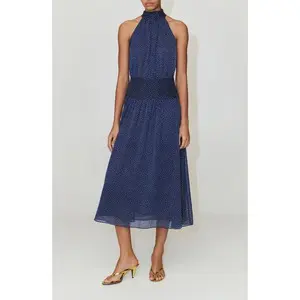 Mango Polka Dot Halterneck Midi Dress