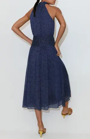 Mango Polka Dot Halterneck Midi Dress