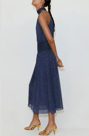 Mango Polka Dot Halterneck Midi Dress