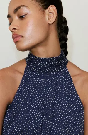 Mango Polka Dot Halterneck Midi Dress