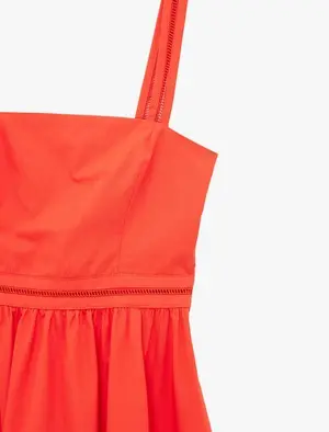 KOTON Square Neck Strappy Lace Detail Cotton Midi Dress