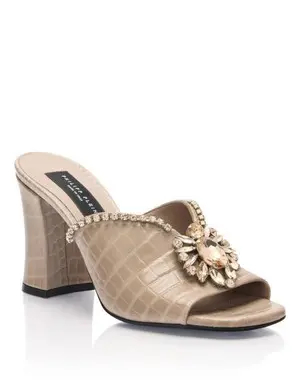 Philipp Plein Mid-heel Platform Sandals Broche Cocco - Beige