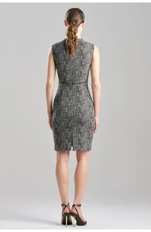 Natori Double Weave Jacquard Square Neck Sheath Dress