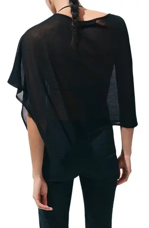 Mango Asymmetrical Knitted Cape - Black