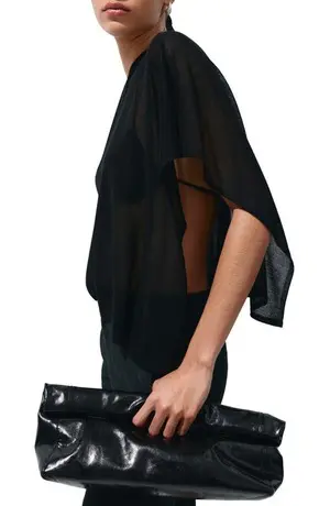 Mango Asymmetrical Knitted Cape - Black
