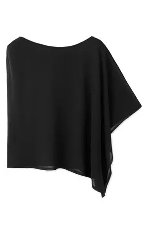 Mango Asymmetrical Knitted Cape - Black