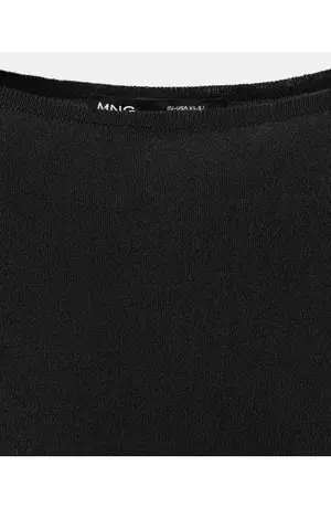 Mango Asymmetrical Knitted Cape - Black