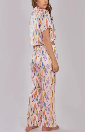 ICOLLECTION Classic Satin Crop Pajama Set