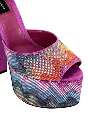 Philipp Plein Crystal Platform Sandals Hi-heels Waves Rainbow