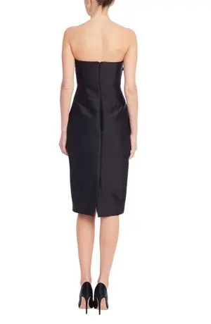 Badgley Mischka Beaded Floral Strapless Sheath Dress
