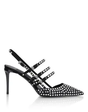 Philipp Plein Suede Slingbacks Skull Belts 9