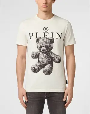 Philipp Plein Jersey T-shirt Skull Teddy Dollar - White