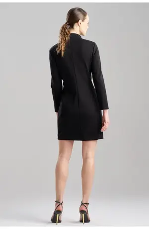 Natori Double Knit Mock Neck Sheath Dress With Embellishment