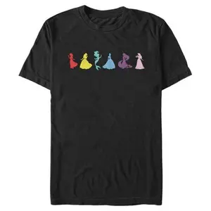 Disney Colorful Princesses Silhouettes Graphic T-shirt - Black