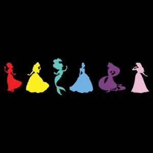 Disney Colorful Princesses Silhouettes Graphic T-shirt