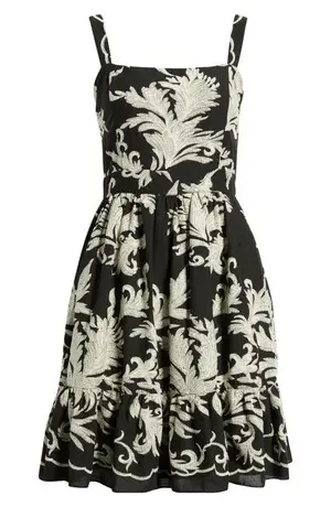 Julia Jordan Embroidered Cotton Fit And Flare Dress