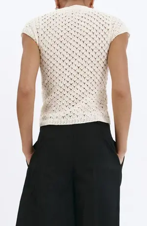 Mango Openwork Knit Toggle Sweater