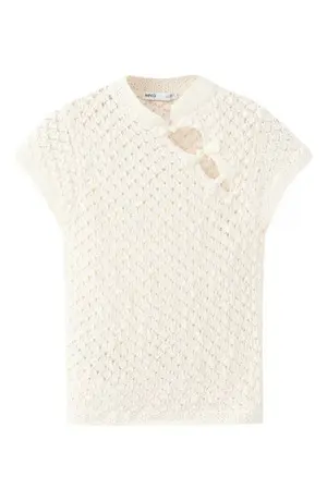 Mango Openwork Knit Toggle Sweater
