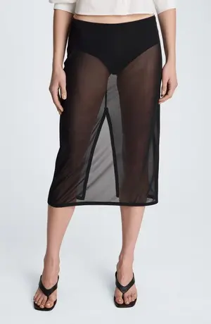 KENNETH COLE Mesh Midi Skirt - Black