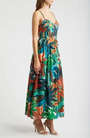 Julia Jordan Tropical Print Drop Waist Maxi Dress