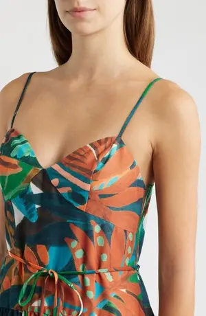 Julia Jordan Tropical Print Drop Waist Maxi Dress