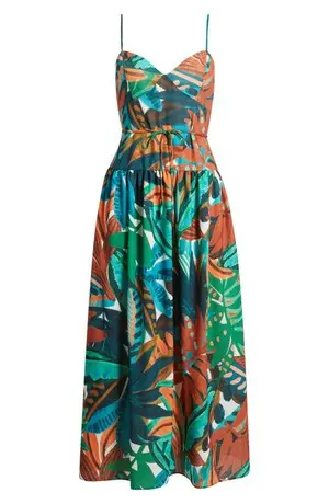 Julia Jordan Tropical Print Drop Waist Maxi Dress