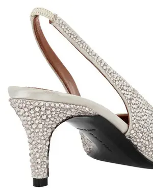 Philipp Plein Satin Slingback Pumps With Jewel Skull Detail - Beige