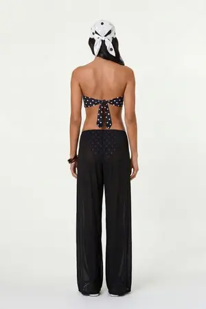 NICHOLAS Tidal Pant Wide Leg Mesh Trousers With Adjustable Tie - Black