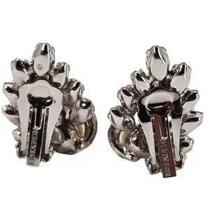 MADISON BEVERLY HILLS Vintage Clear Rhinestone & Pearl Earrings