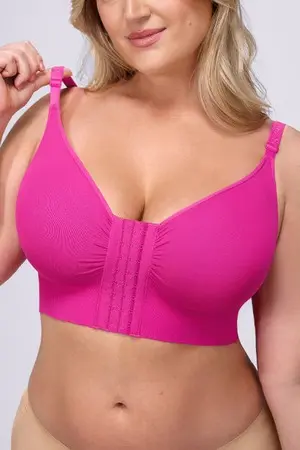 SHAPELLX Back Smoothing Wireless Front Closure Bra - Fuchsia