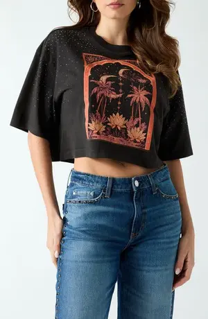 Guess Desert Rose Graphic Cropped T-shirt
