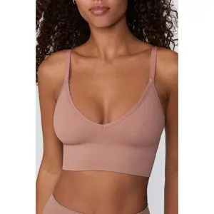 HARPER WILDE Ribbed Seamless Triangle Bralette - Plum