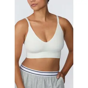 HARPER WILDE Ribbed Seamless Triangle Bralette - White