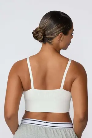 HARPER WILDE Ribbed Seamless Triangle Bralette - White