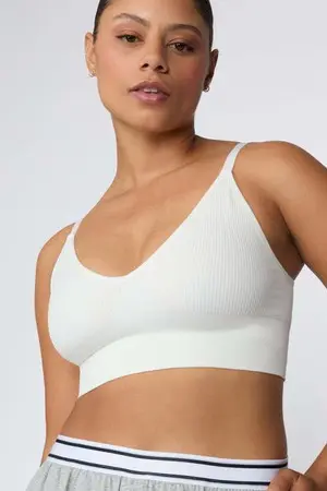 HARPER WILDE Ribbed Seamless Triangle Bralette - White