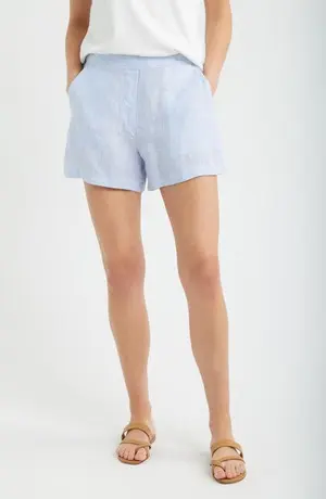 Frank & Eileen Mae Striped Linen Shorts - Thin Stripe