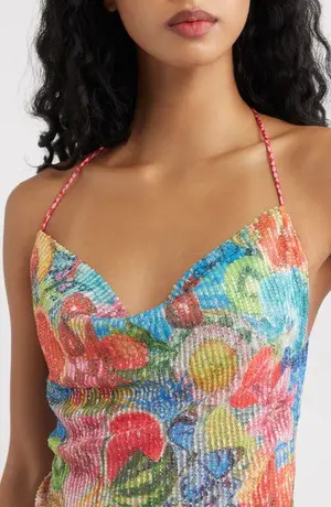 KULANI KINIS Sequin Cowl Neck Halter Top