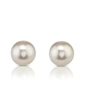 The Pearl Source Certified Hanadama Akoya Pearl Stud Earrings - White Gold