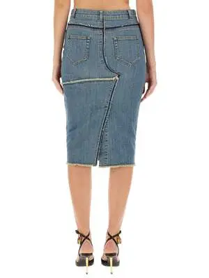 TOM FORD Denim Midi Skirt - Blue