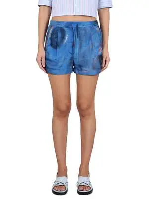 Marni Elastic Waistband Silk Shorts - Multicolor