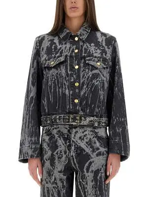 GANNI Heavy Denim Jacket With Belt - Black