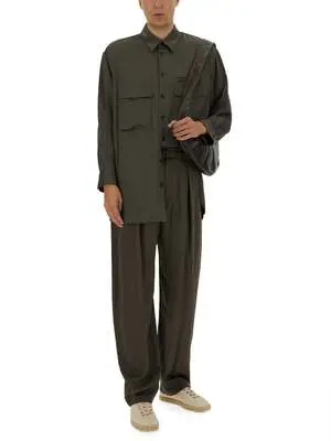 LEMAIRE Belted Relaxed Fit Viscose Blend Trousers