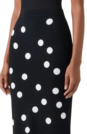 Akris Polka Dot Jacquard Knit Pencil Skirt