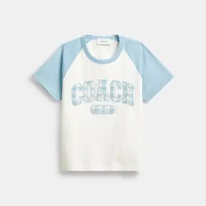 COACH OUTLET Gingham Sporty Raglan T-shirt - Blue/white