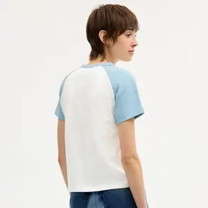 COACH OUTLET Organic Cotton Gingham Raglan T-shirt