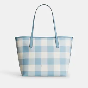 COACH OUTLET City Tote Bag With Gingham Print And Charm