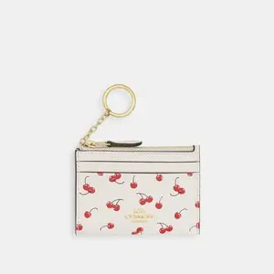 COACH OUTLET Mini Skinny Id Case With Cherry Print - Gold/chalk