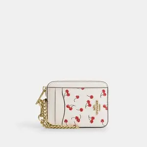 COACH OUTLET Zip Card Case With Cherry Print - Gold/chalk