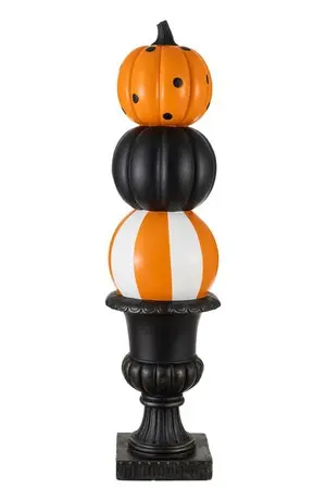 GLITZHOM 27"h Halloween Stacked Pumpkins In Urn Porch Decor