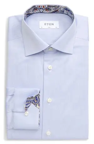 Eton Slim Fit Solid Dress Shirt - Blue